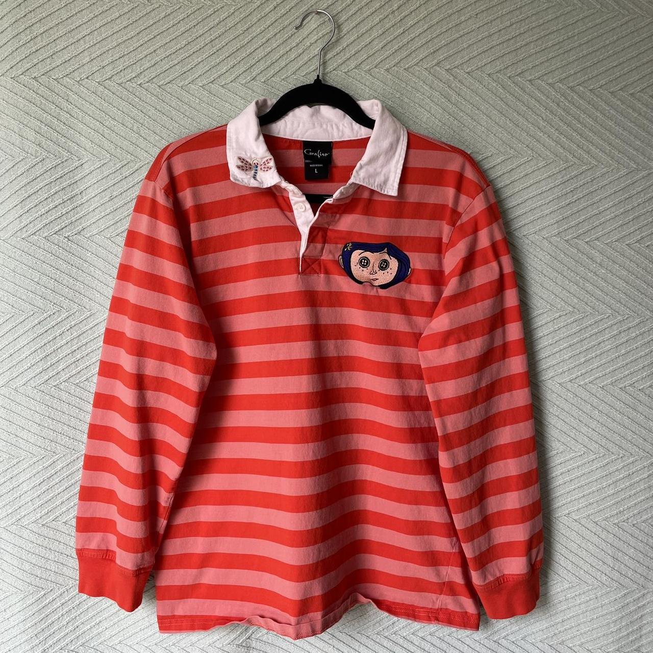 Coraline Jones Rugby Embroidered Long Sleeve... - Depop
