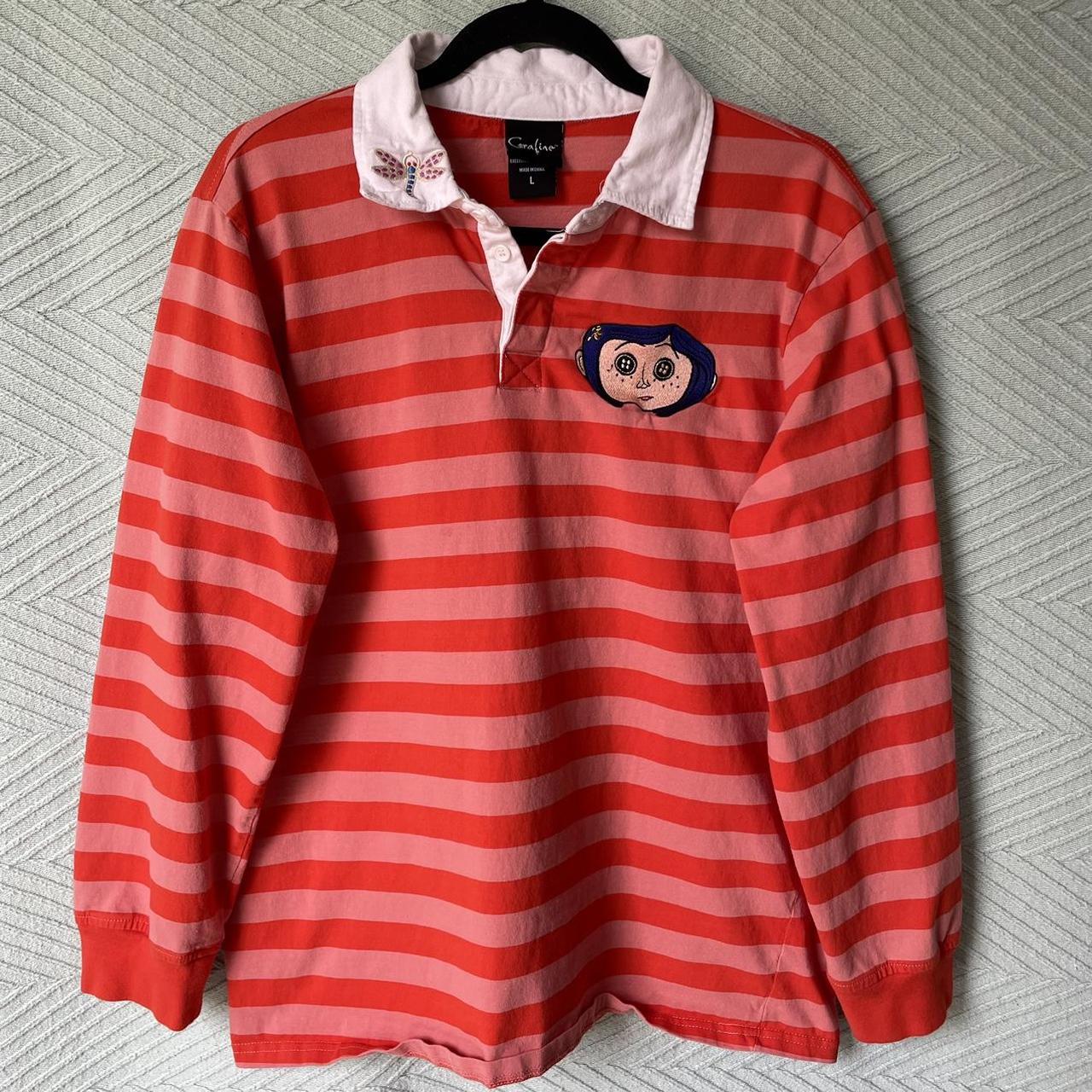 Coraline Jones Rugby Embroidered Long Sleeve... - Depop