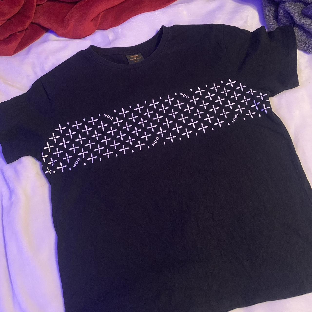 Number (N)ine Men's Black and White T-shirt | Depop
