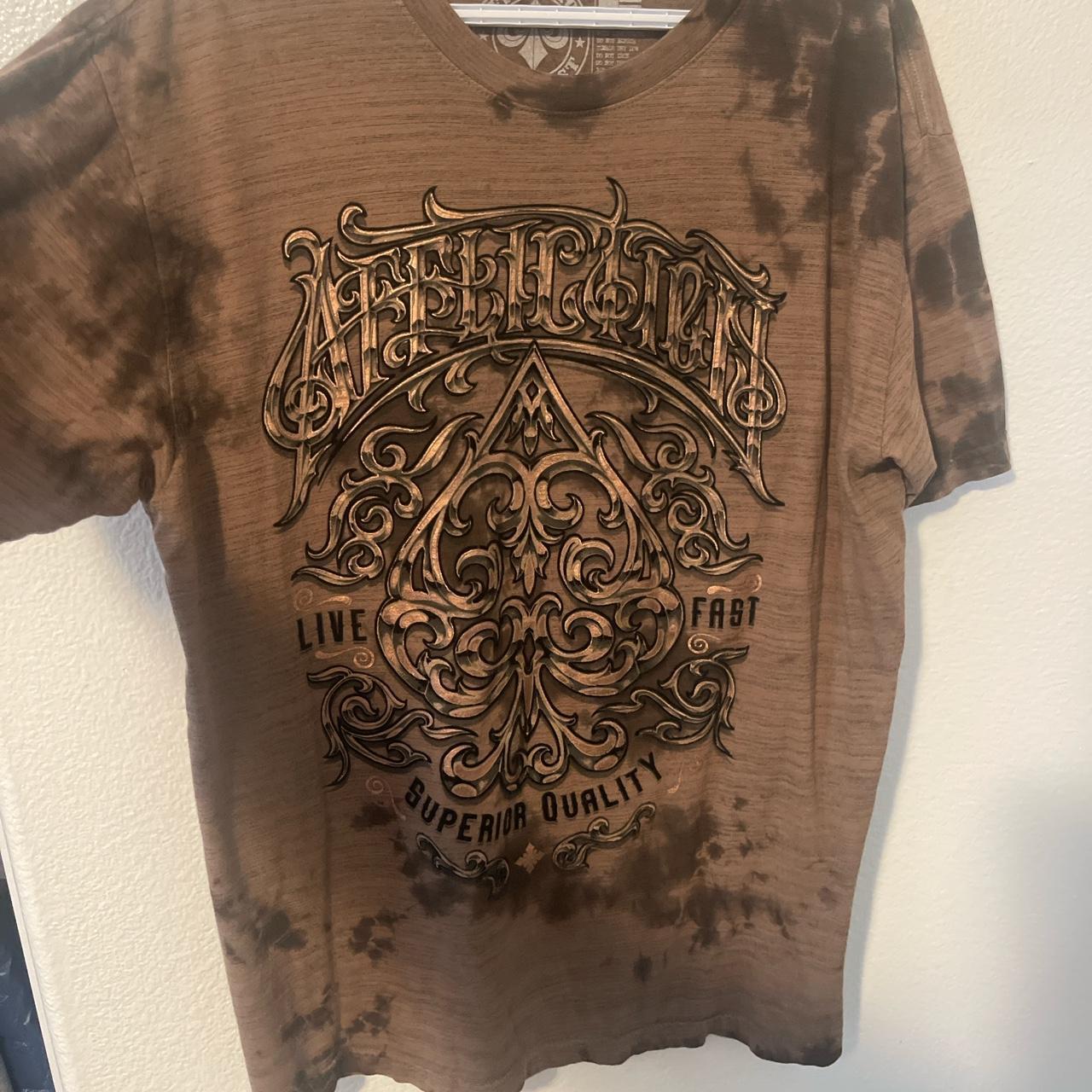 Brown Affliction with puff print Fits perfect size L... - Depop