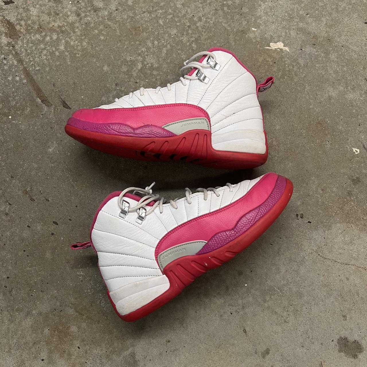 Air Jordan 12 Vivid Pink size 7Y 8/10 condition... - Depop