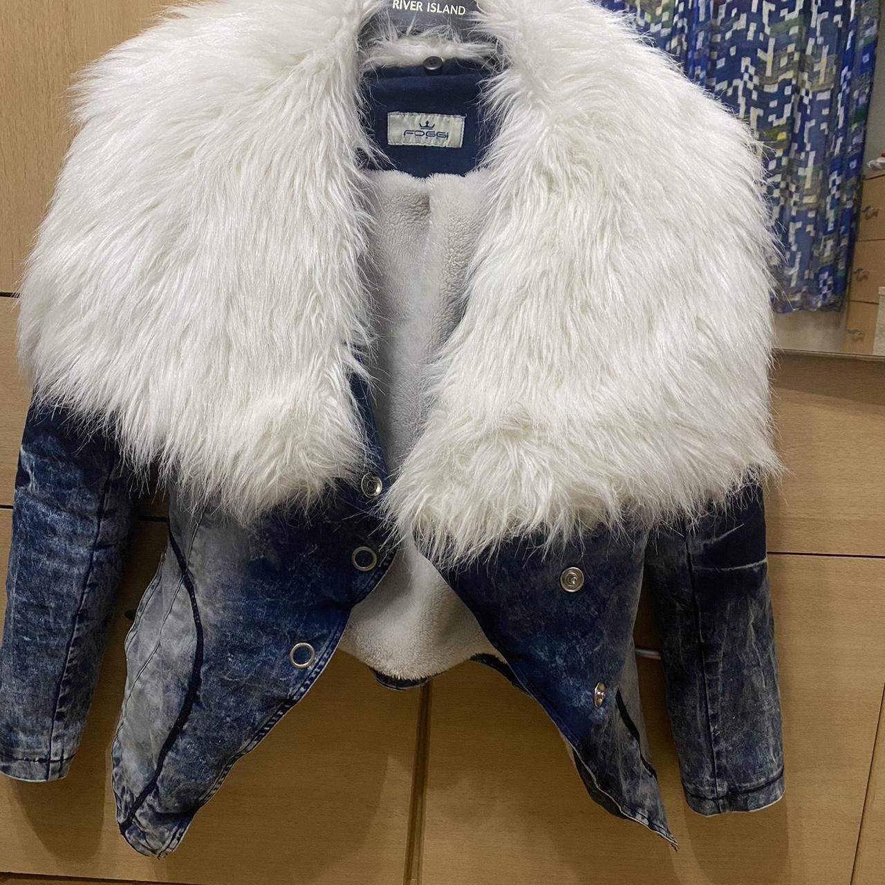 Foggi Denim jeans Jacket fluffy inside faux fur... - Depop