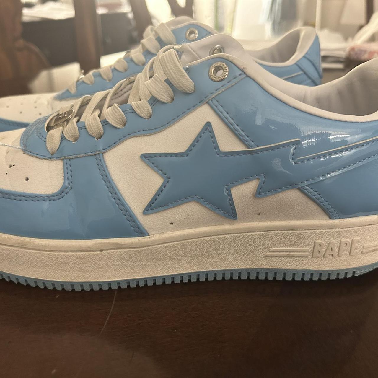 Gently used authentic blue bapestas - Depop