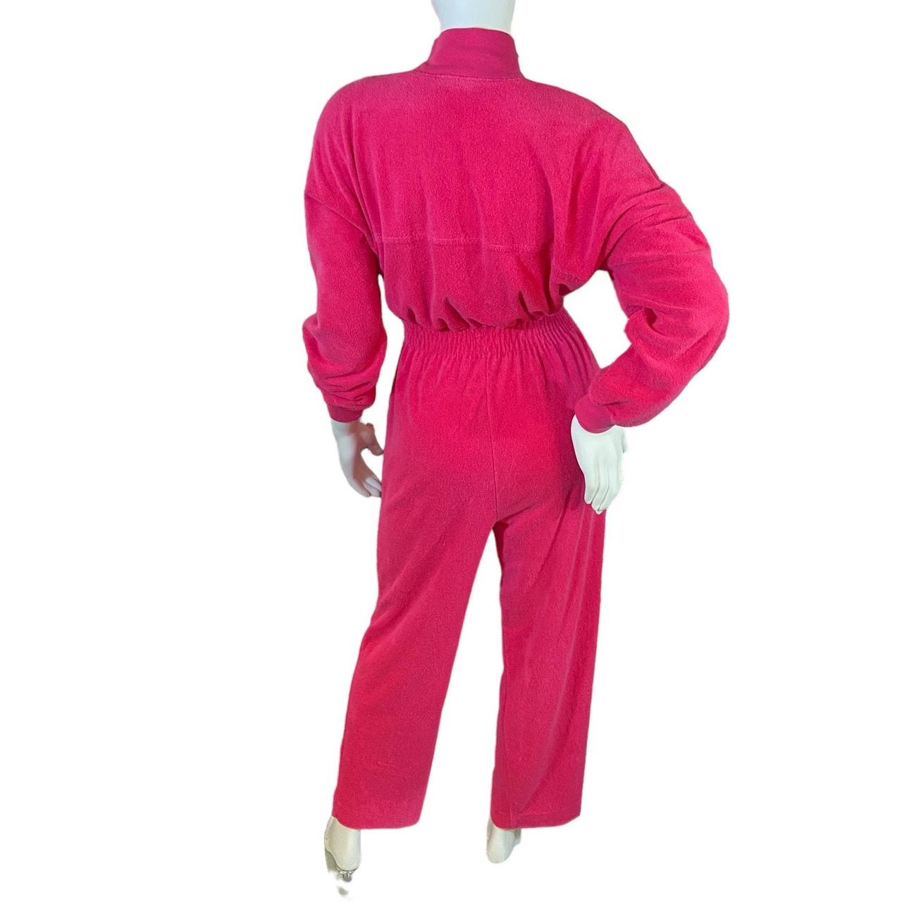 80's vintage hot pink terry cloth jumpsuit by Saks... - Depop