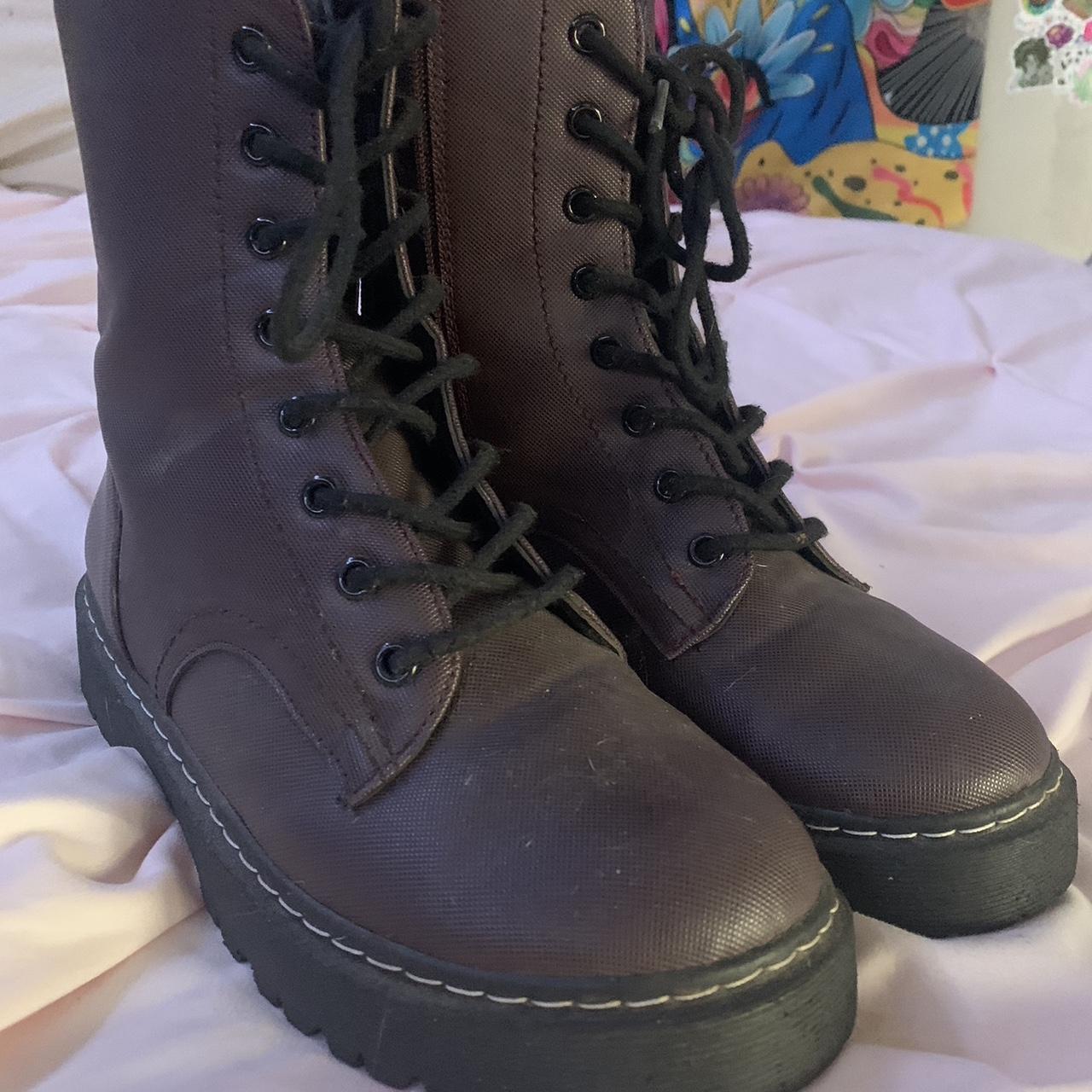 Maroon/purple combat boots size 8.5 US womens - Depop