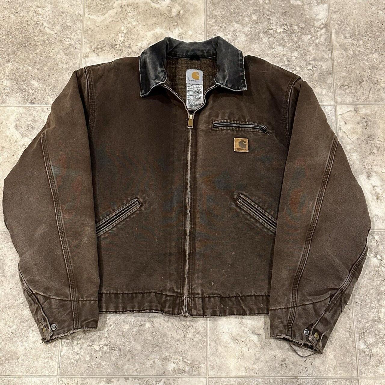 Vintage Carhartt Detroit jacket j97 large wear - Depop