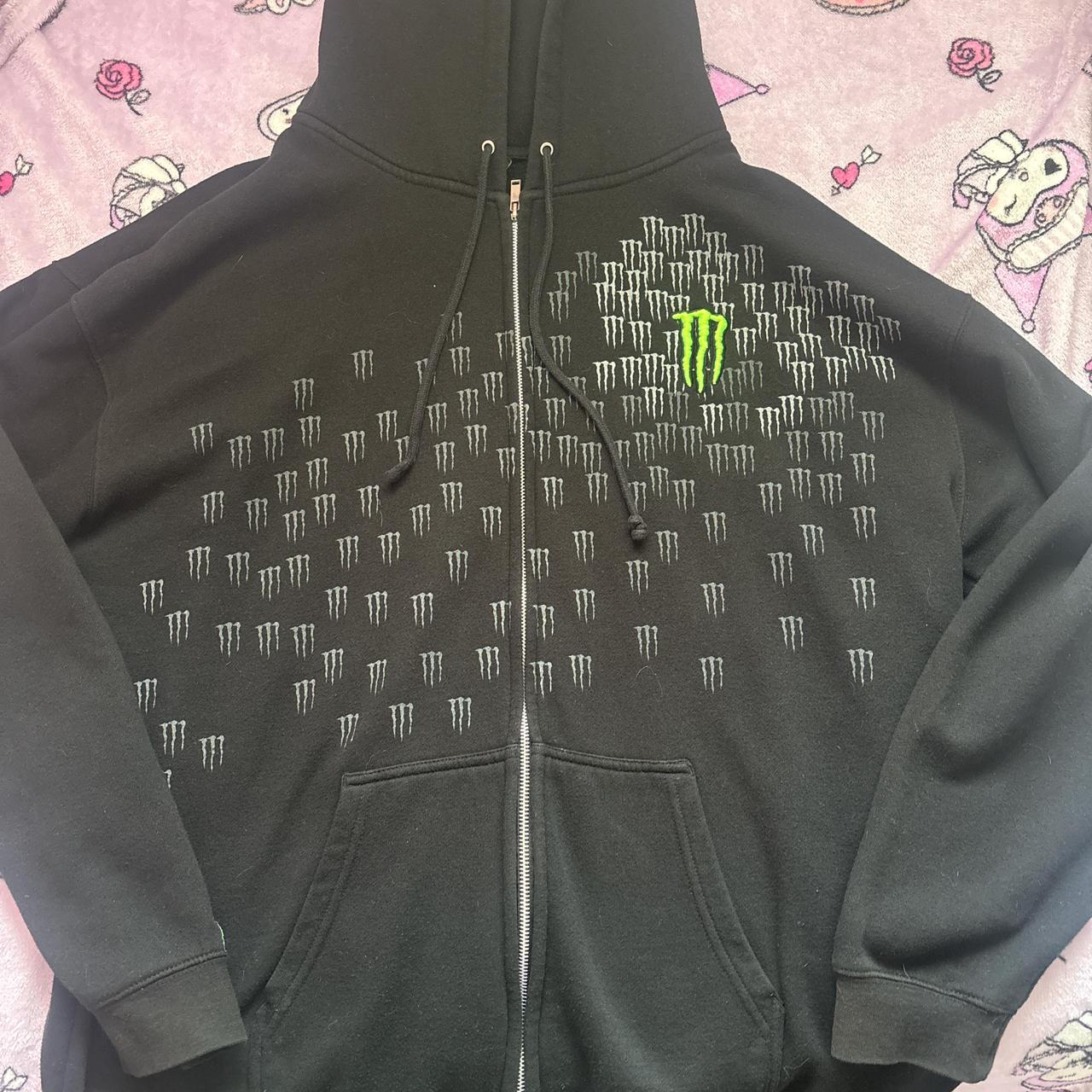 Black Monster Energy zip-up hoodie #skater #y2k... | Depop