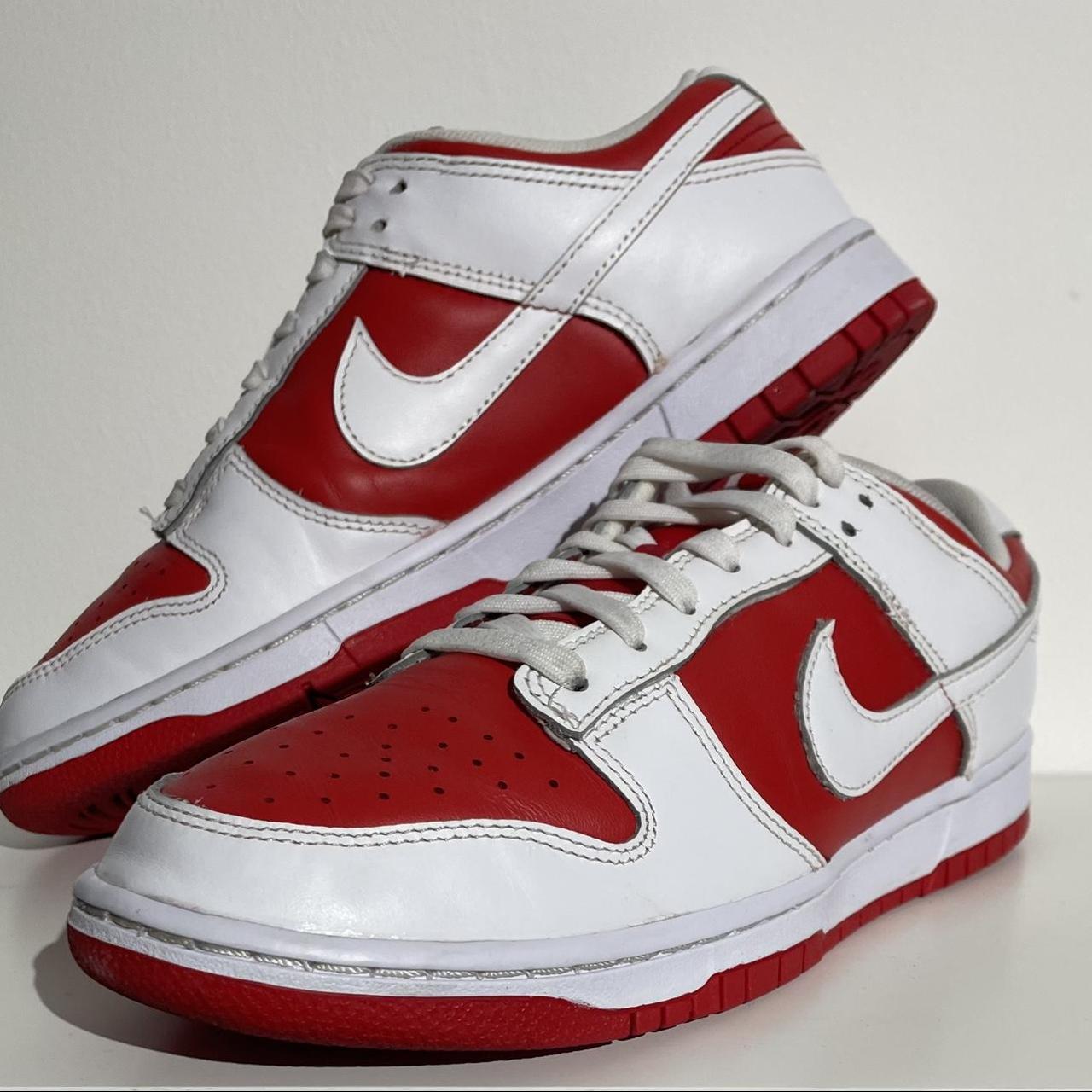 Nike Men's Red and White Trainers | Depop