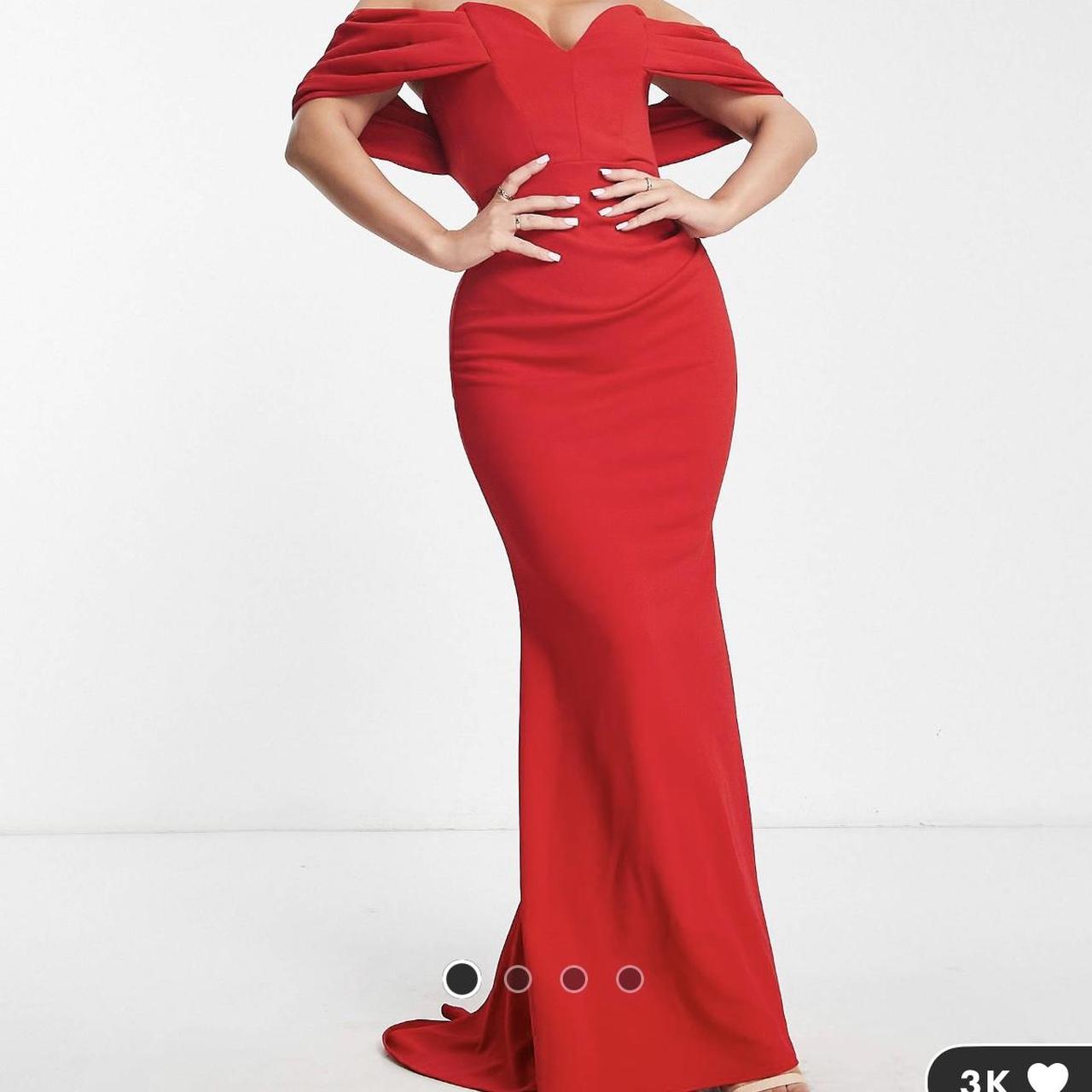 ASOS RED FISHTAIL MAXI DRESS only worn once in... - Depop