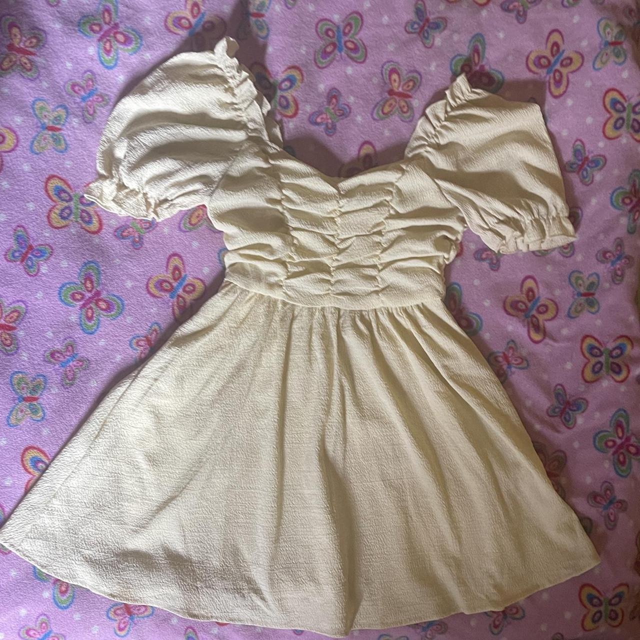 SHEIN Women's Yellow and Cream Dress | Depop