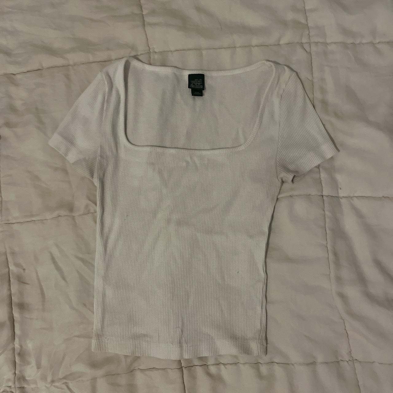 basic white square neck top so easy to style - Depop