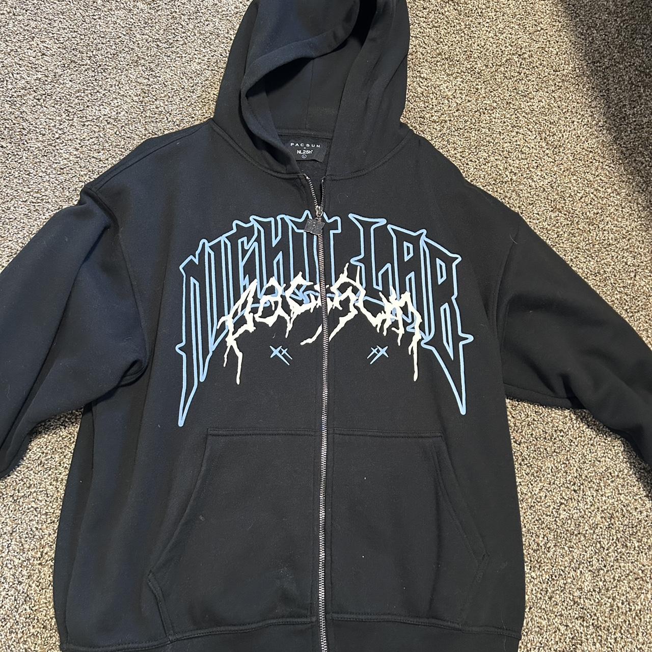 Black and blue Pacsun zip-up hoodie night lab x pacsun | Depop