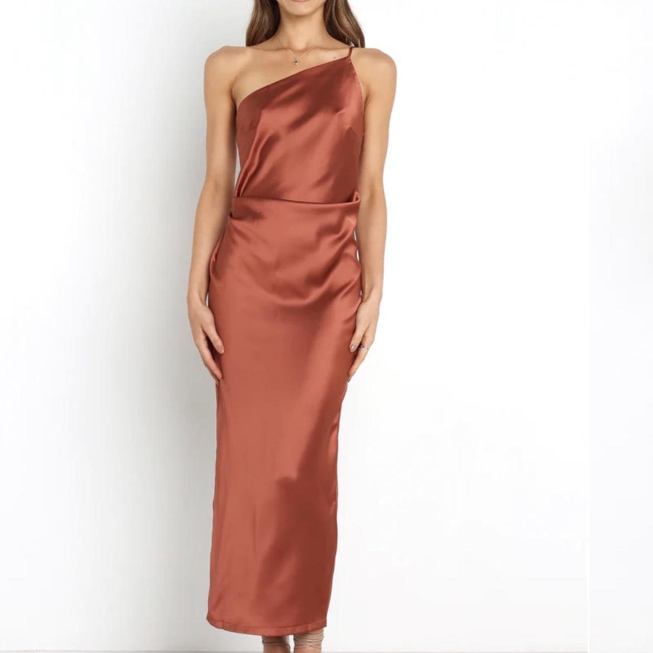Petal & pup satin copper rust color one shoulder... - Depop