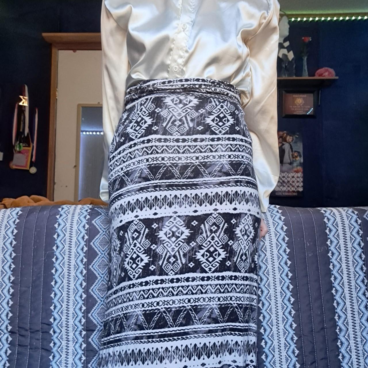 black and white patterned skirt ♡ ♡maxi skirt♡ ♡... - Depop