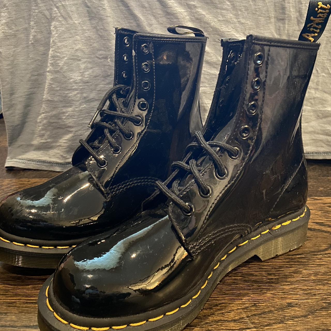 Never been worn shiny black leather doc martens,... - Depop