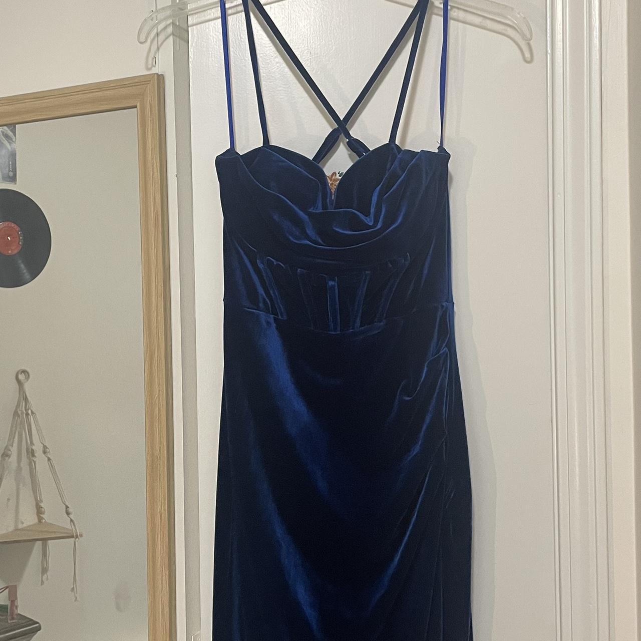Deep blue formal dress. Worn once, excellent... - Depop