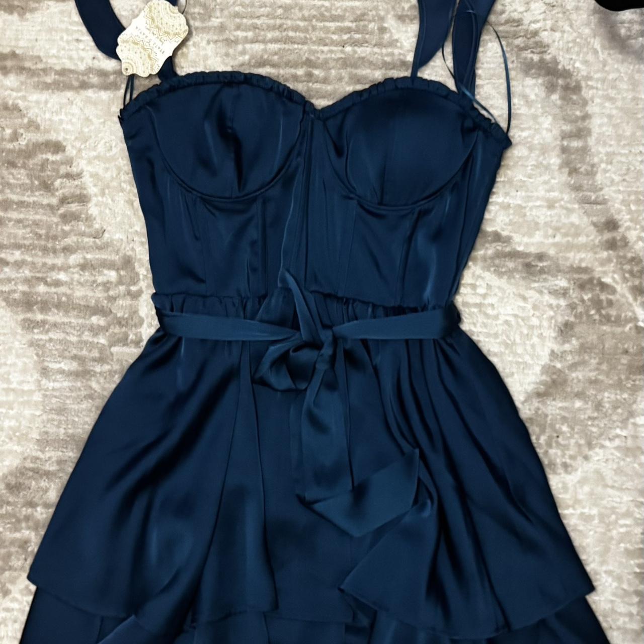 Beautiful navy blue corset style dress. Comes with a... | Depop