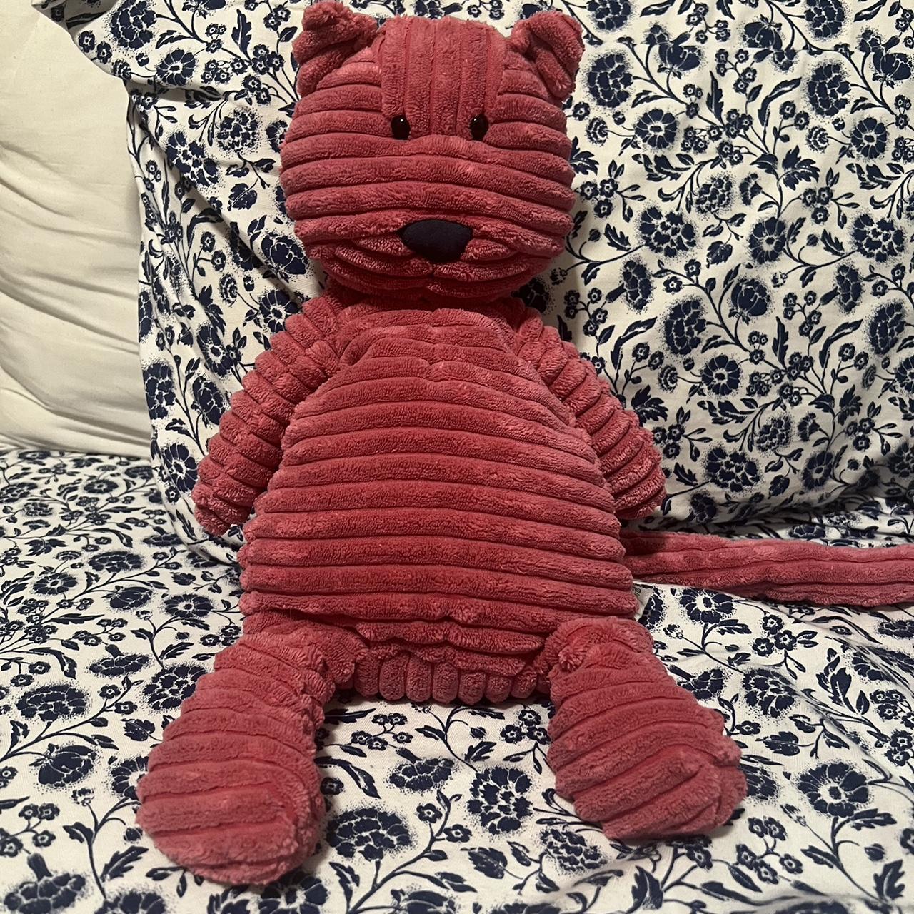 magenta/pink corduroy jelly cat cutest lil stuffie... - Depop
