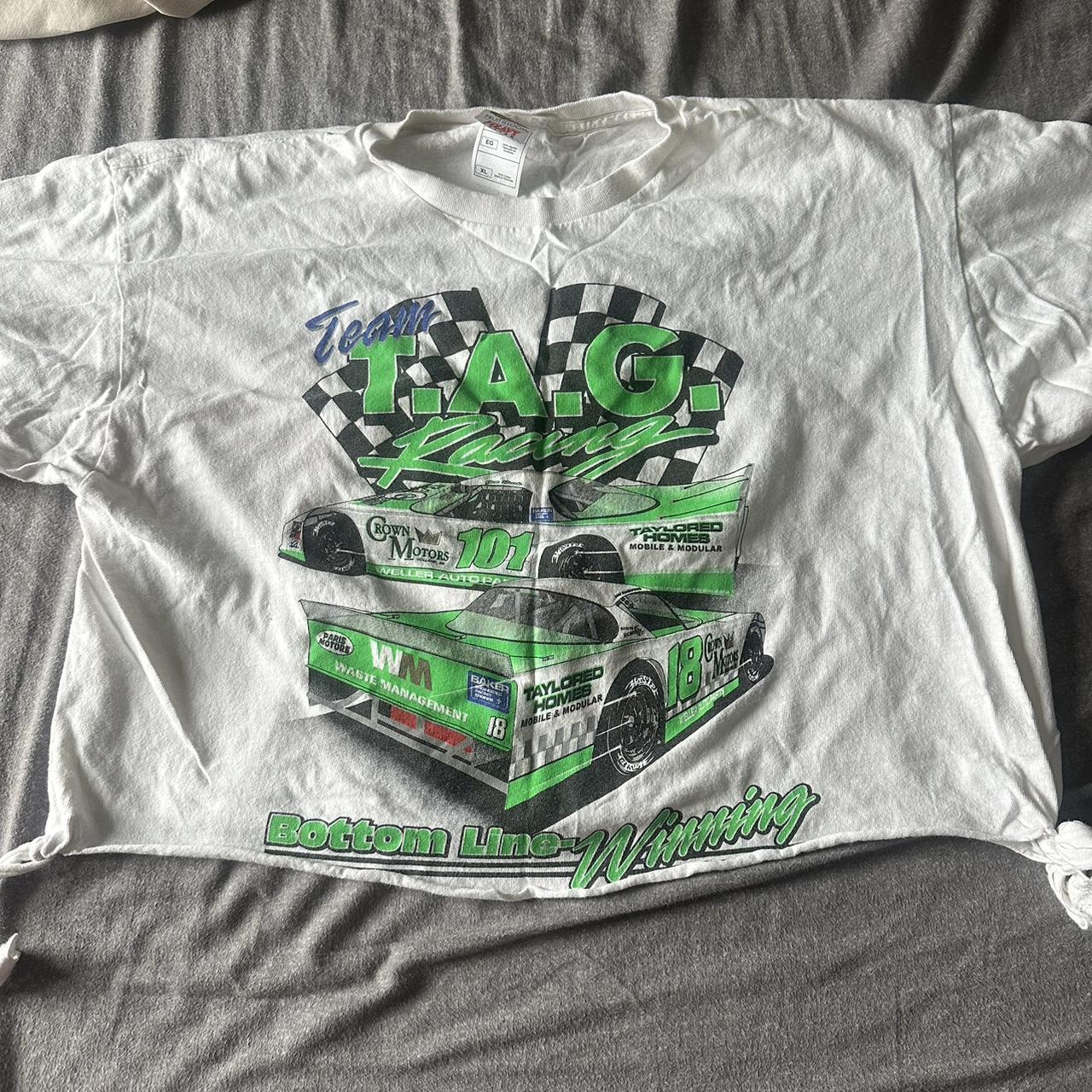 cropped racing shirt - Depop