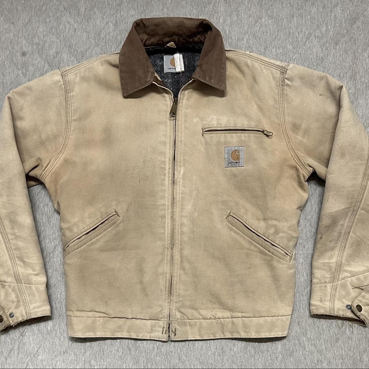 Carhartt Men's Cream and Brown Jacket | Depop