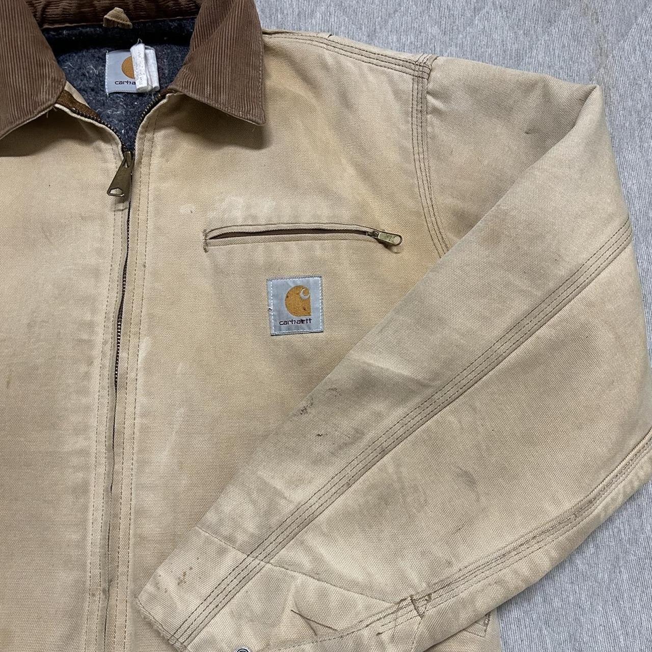 Carhartt Men's Cream and Brown Jacket | Depop