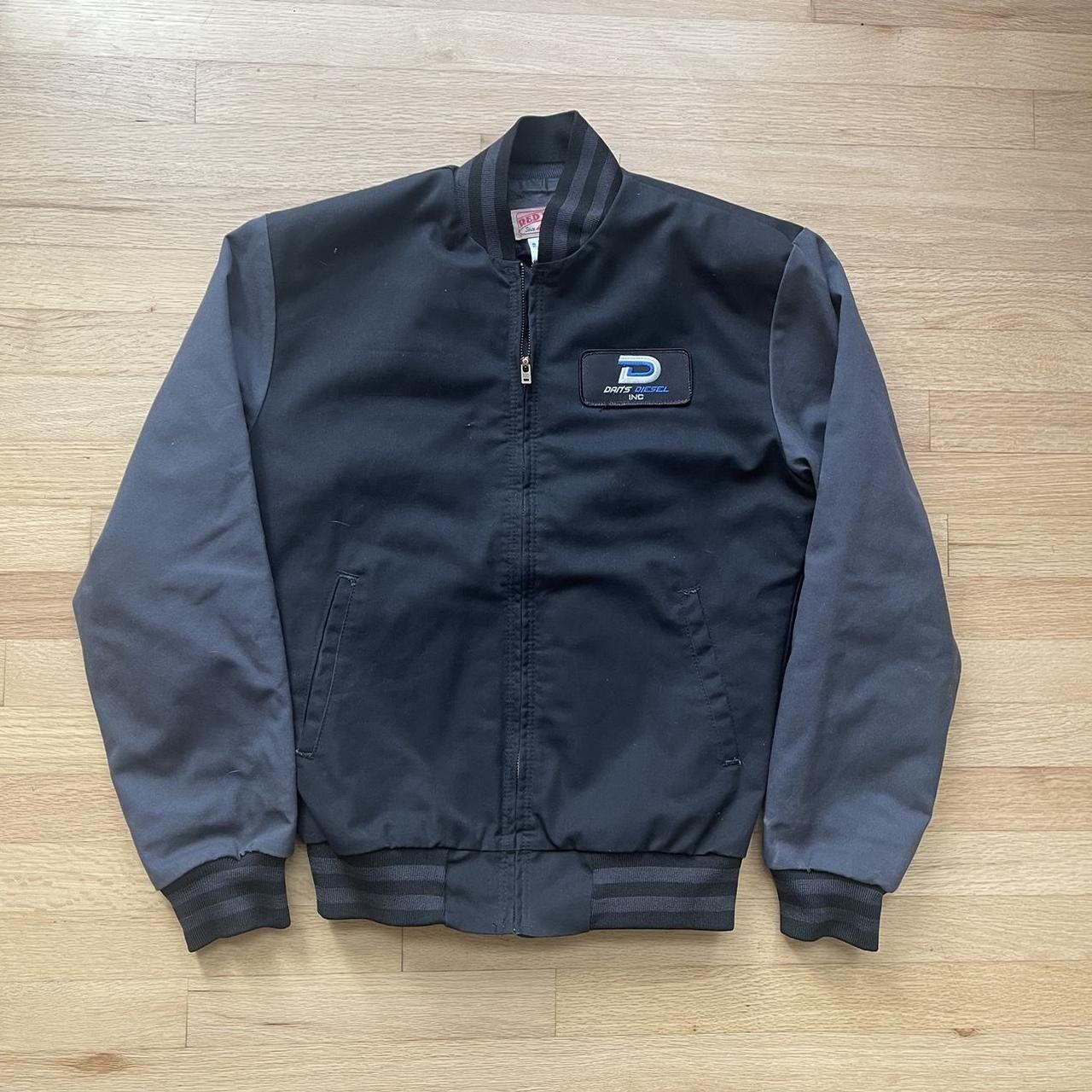 Black Grey Work Jacket Quilt lined interior size... - Depop