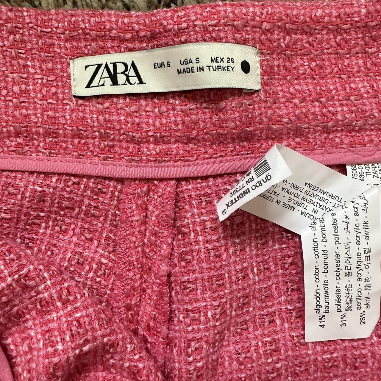 zara pink tweed pants love these just too big on... - Depop