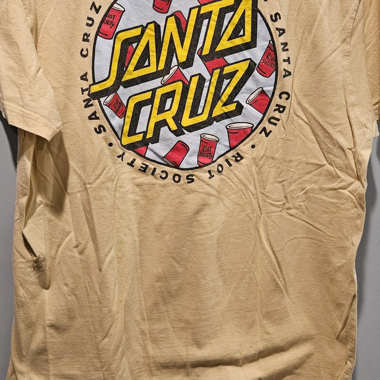 Santa cruz riot society skateboard brand Yellow t... - Depop
