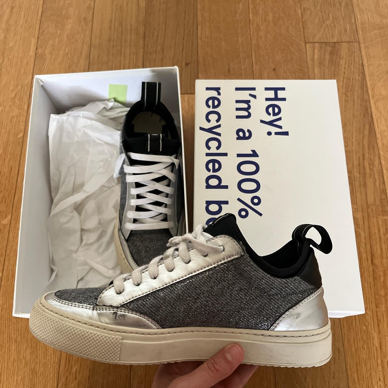P448 Women's Grey and Black Trainers | Depop