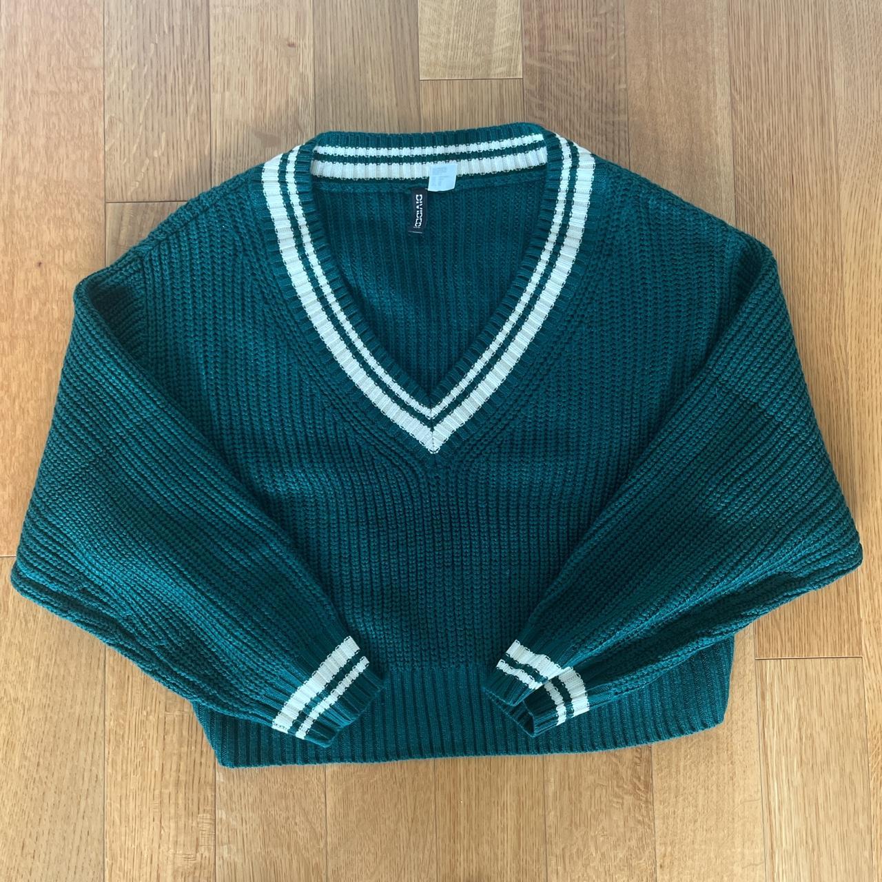 dark green sweater 🪵. size XS. wore only once. has a... - Depop