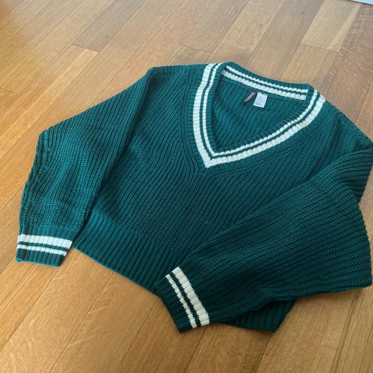dark green sweater 🪵. size XS. wore only once. has a... - Depop