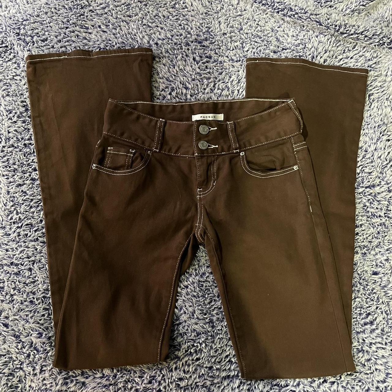 pacsun brown bootcut jeans no flaws size 24 - Depop
