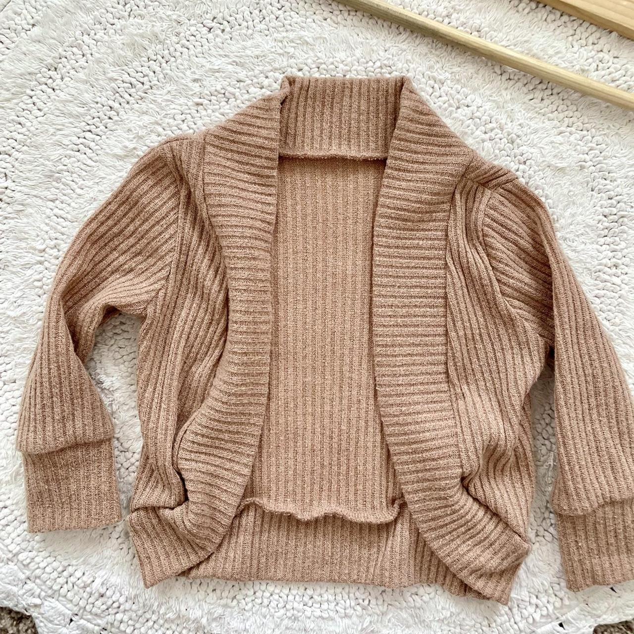 Drop Shoulder Tan Cardigan Size: 12-24 months... - Depop