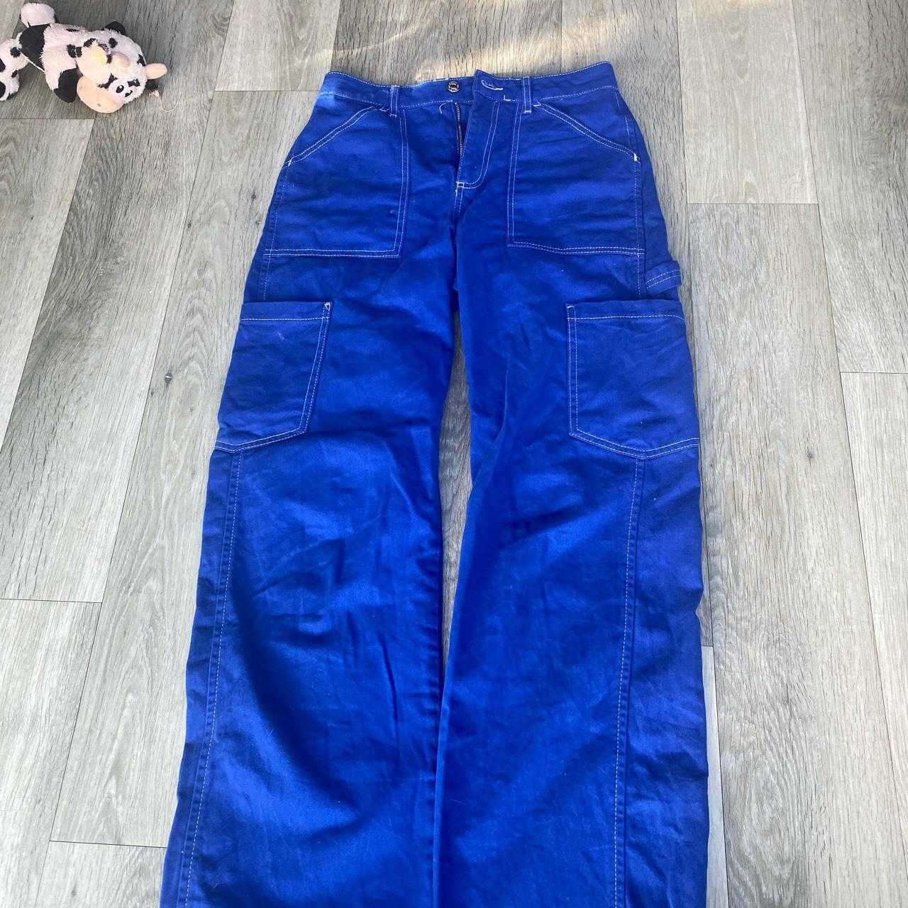 Dark blue wide leg primark cargos - Depop