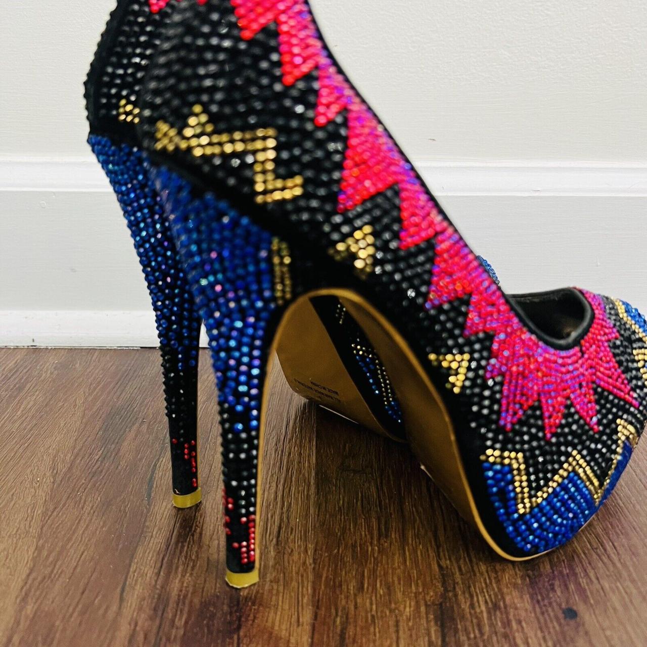MASCOTTE Pink & Blue Studded Platform Pump Heels... - Depop