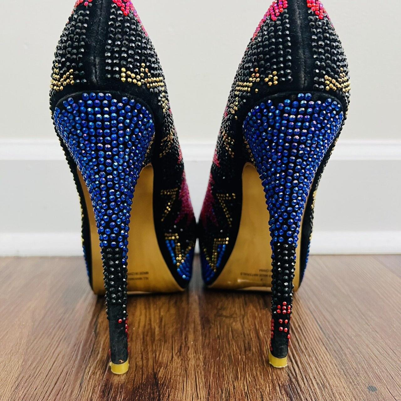 MASCOTTE Pink & Blue Studded Platform Pump Heels... - Depop