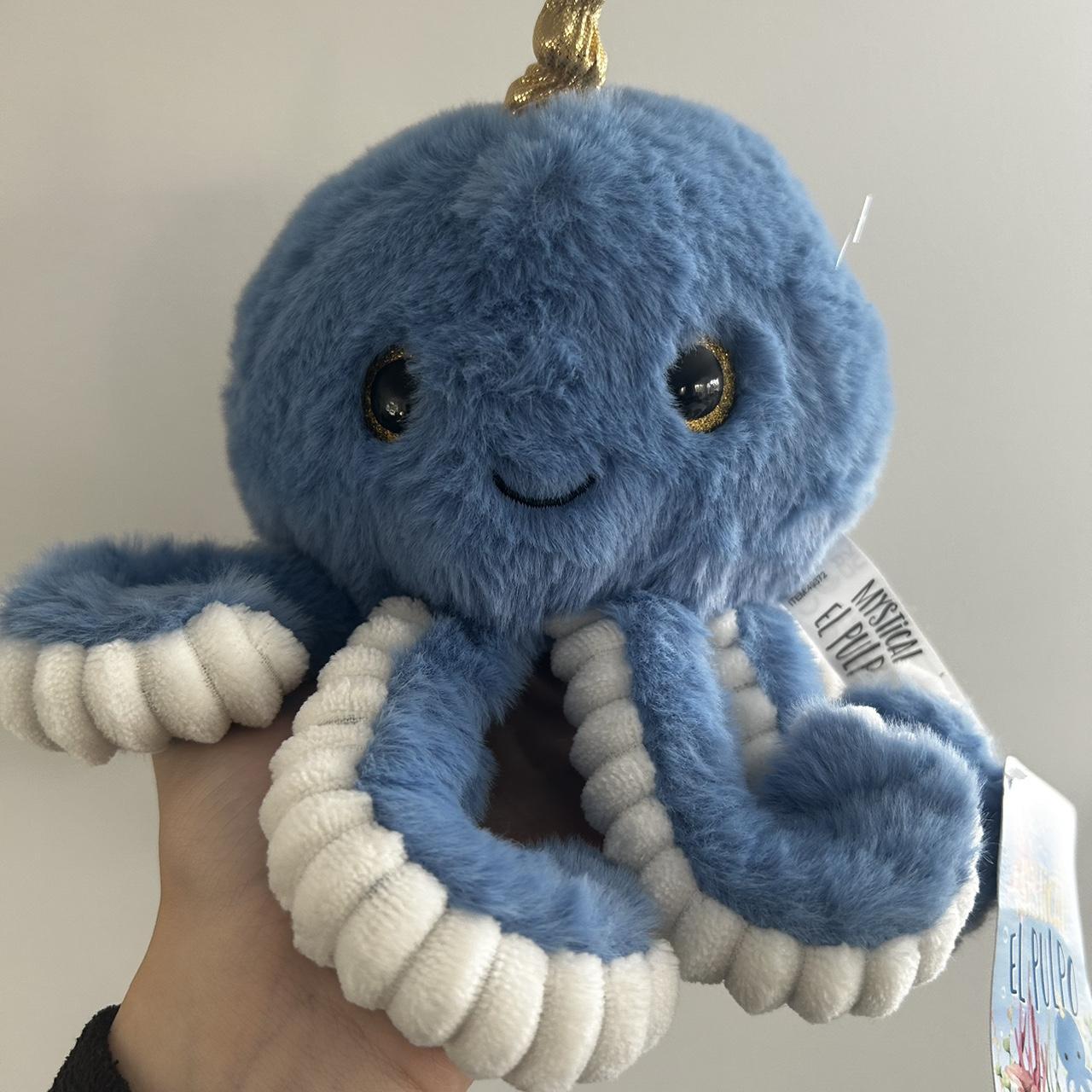 Adorable blue fluffy unicorn octopus ‘el pulpo’ soft... - Depop
