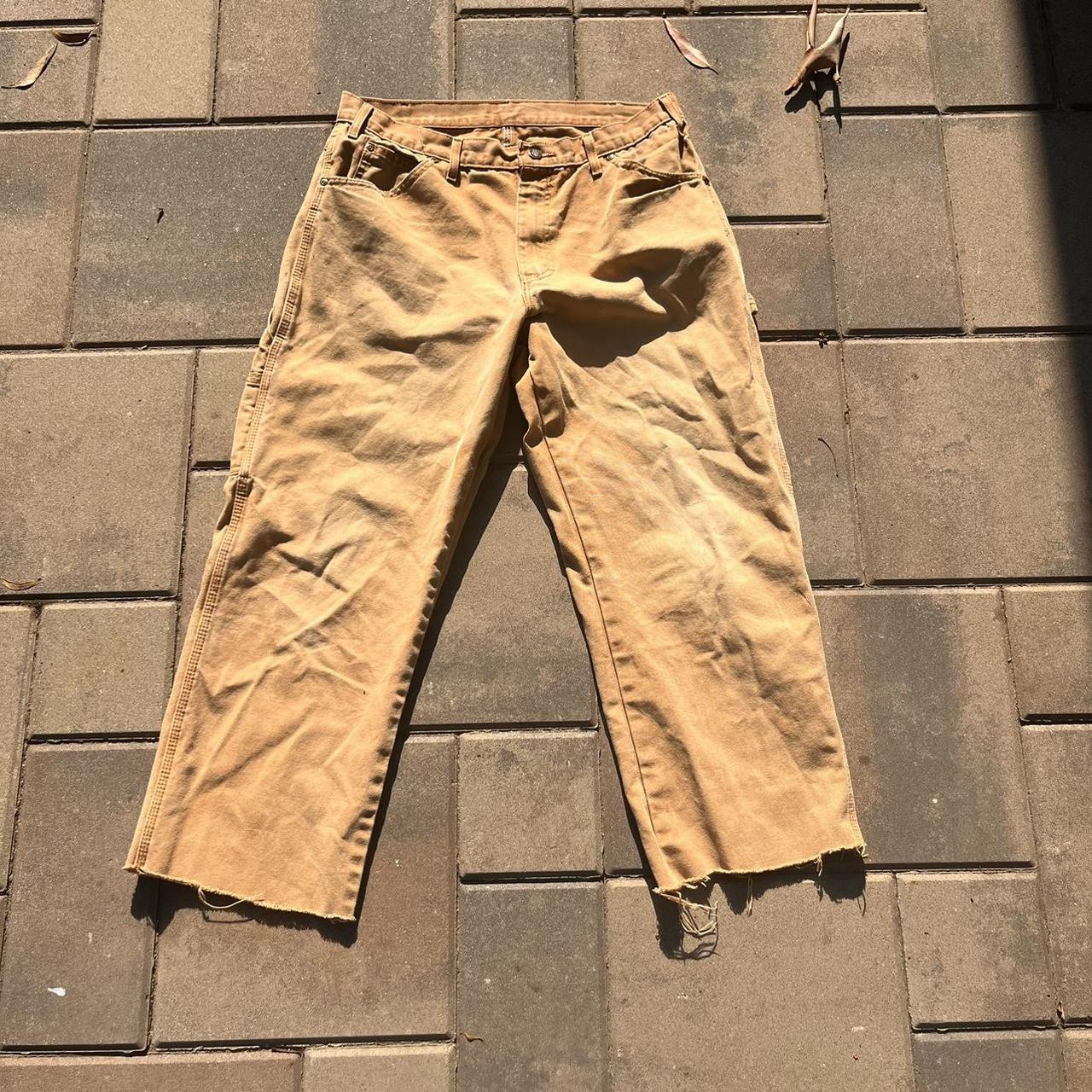 DICKIES CARPENTERS SIZE 32/29 CUT AT THE LEG - Depop