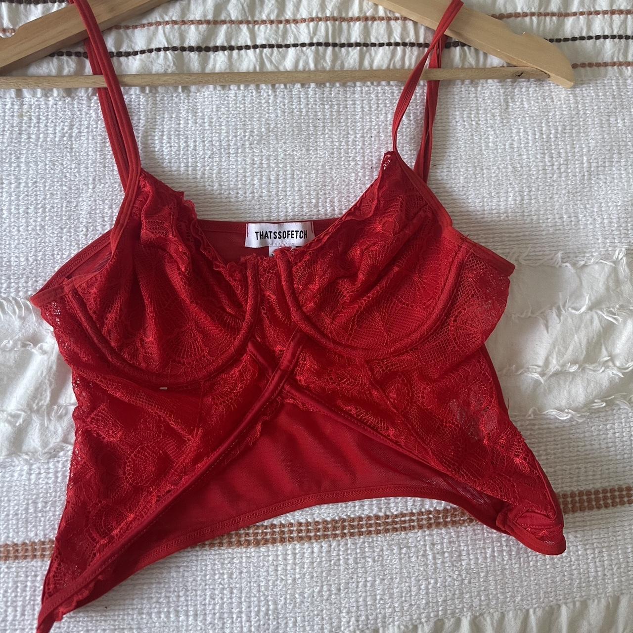 that’s so fetch red corset top size xs-s worn once - Depop