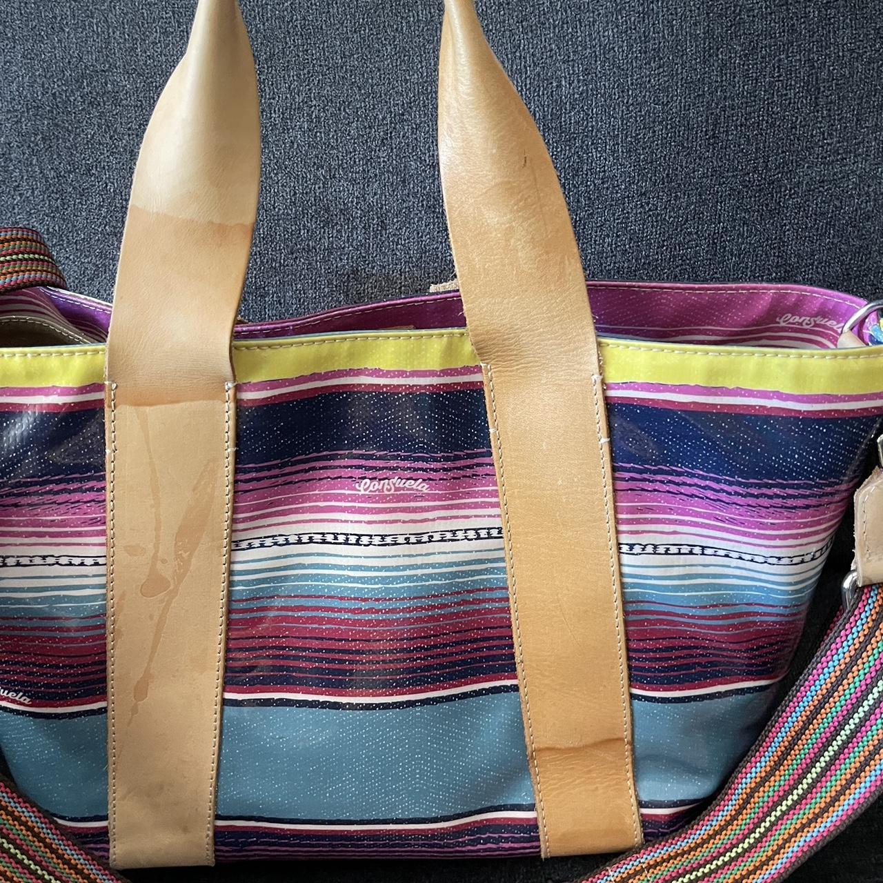 Consuela colorful striped bag with leather straps... - Depop
