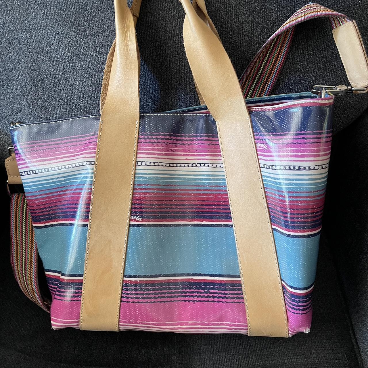 Consuela colorful striped bag with leather straps... - Depop