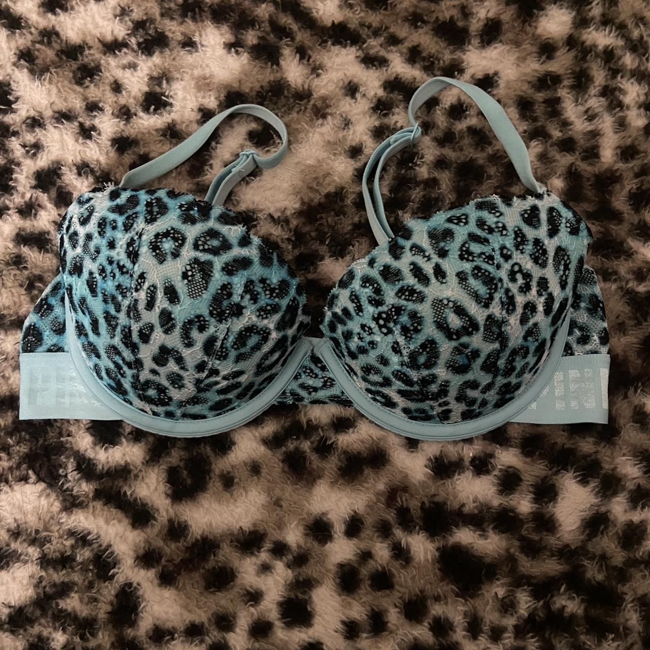 Victoria's Secret PINK leopard print push-up bra... | Depop