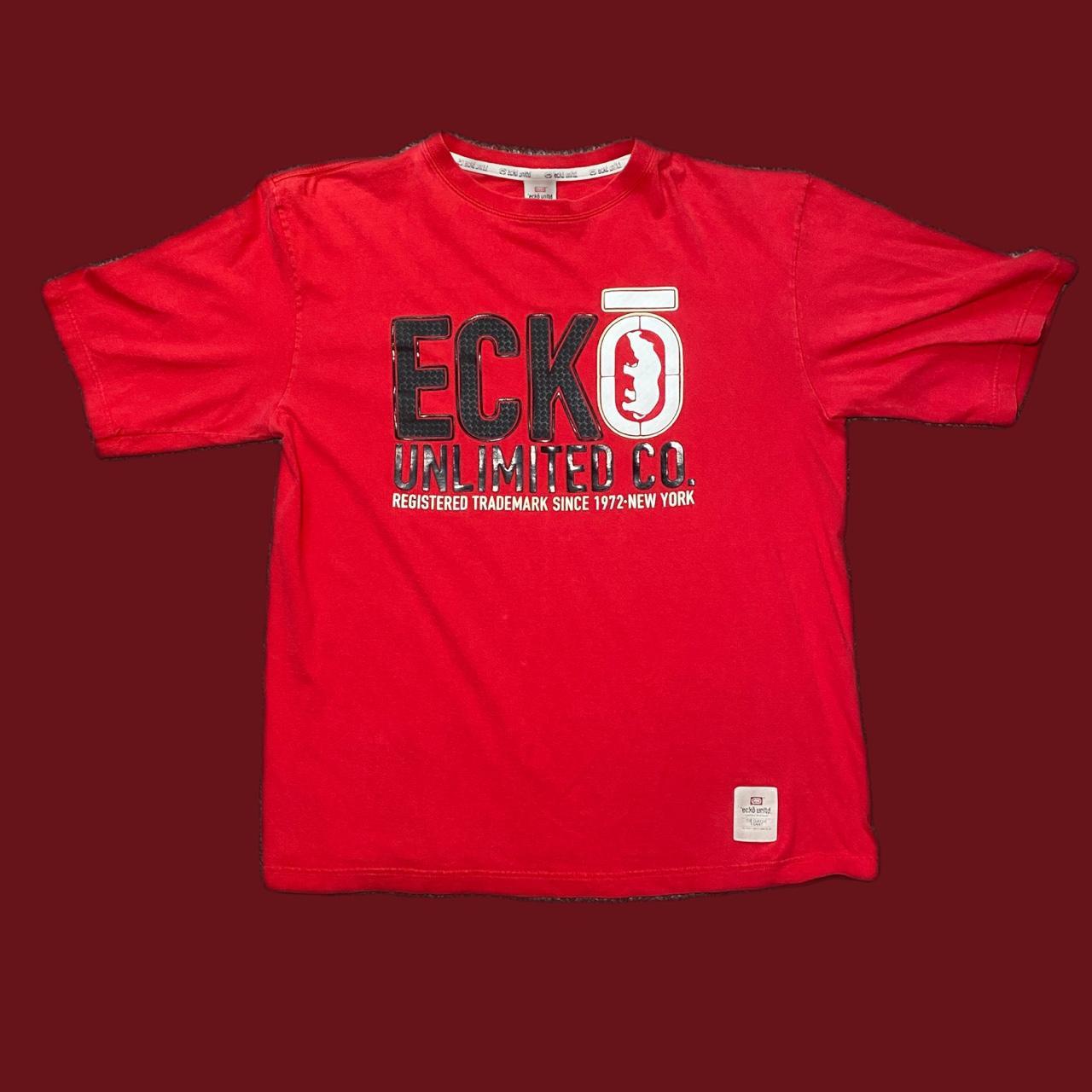 Ecko Unitd T-Shirt 2000s w/ rubber patches Size... - Depop