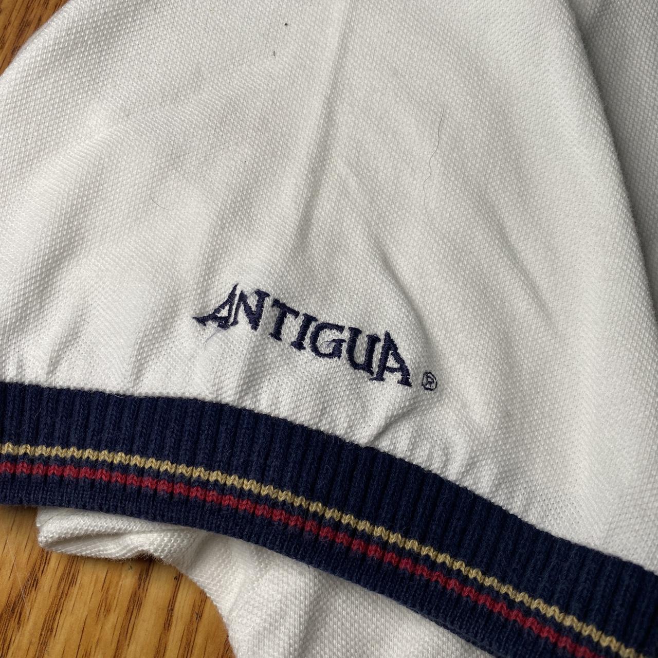 Antigua Apparel Men's White and Navy T-shirt | Depop