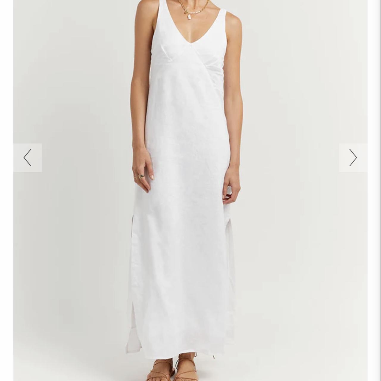 TULLY WHITE LINEN MIDI DRESS Size 8 - Depop