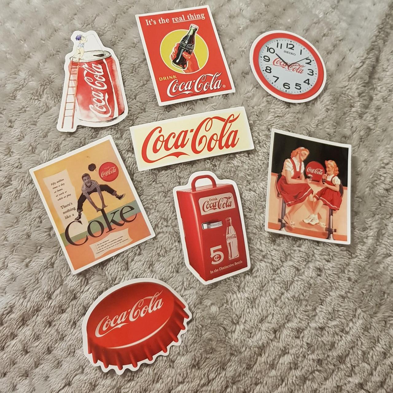 Selection of 80s/90s style coke stickers 💚 8 in... - Depop