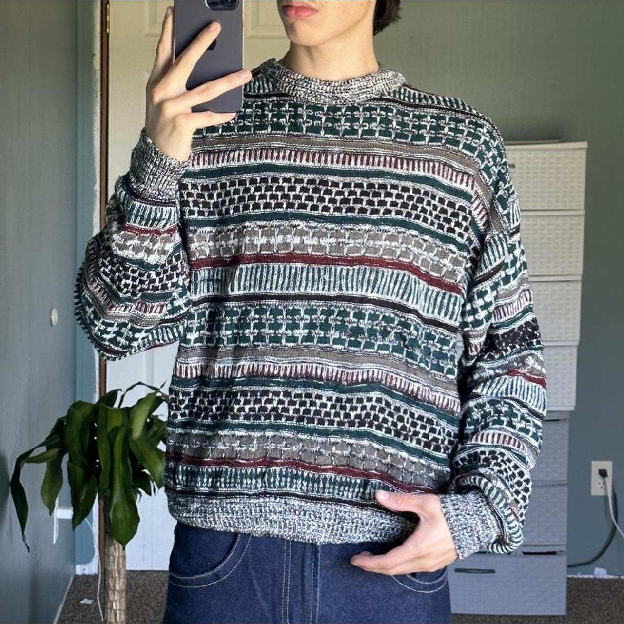 Chunky knit grandpa sweater • sweater graphix •... - Depop