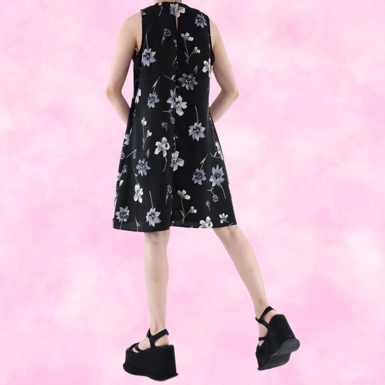 Midnight Floral Mini Dress 90's Vintage Made in... - Depop