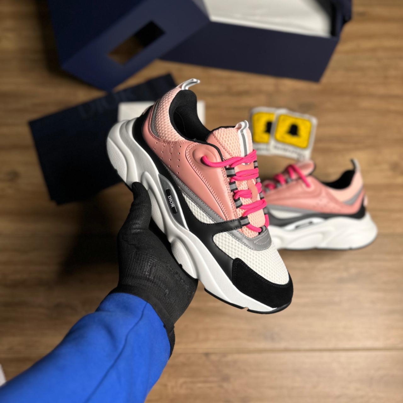 Dior B22 Pink and White Technical Mesh with Pink... - Depop