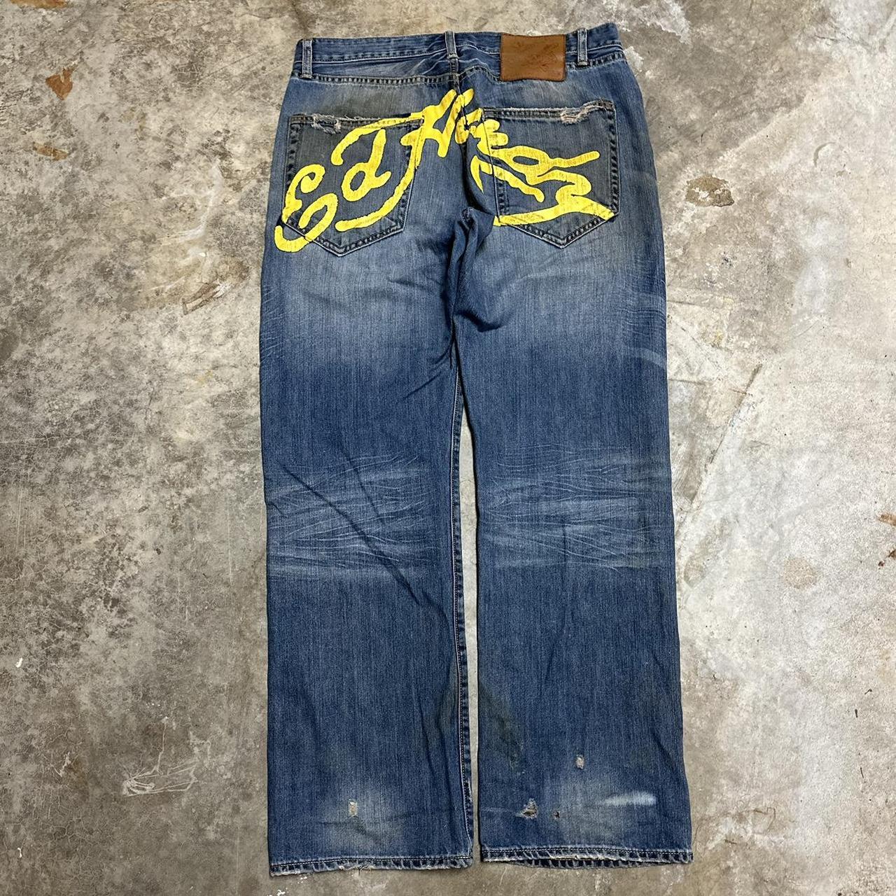 Vintage Y2K Ed Hardy Script Baggy Jeans Size 36 x... - Depop